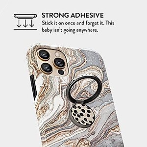 BURGA Stylish Metal Cell Phone Ring Stand Holder, Finger Grip Kickstand 360 Degree Rotation, Black Polka Dots Nude Almond Latte Universal Compatible with iPhone iPad Samsung Galaxy Huawei Google Pixel