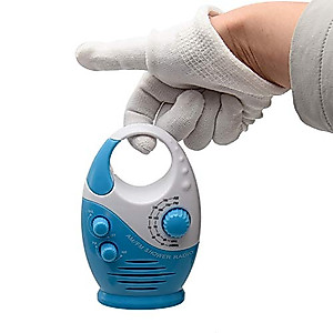 Waterproof Shower Radio, Splash Proof AM/FM Radio with Top Handle for Bathroom Outdoor Use - Built-in Speaker & Adjustable Volume(Blue and White)