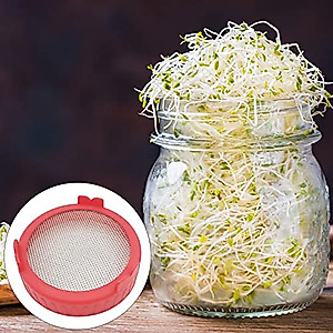 BAIRONG Mason Jar Screen Lids for Sprouting | Wide Mouth Mason Jars Lids | Alfalfa and Mung Bean Sprouts, Stainless Steel Mesh Screen Jar Strainer Sprout Lid for Broccoli Seeds, Alfalfa Adj