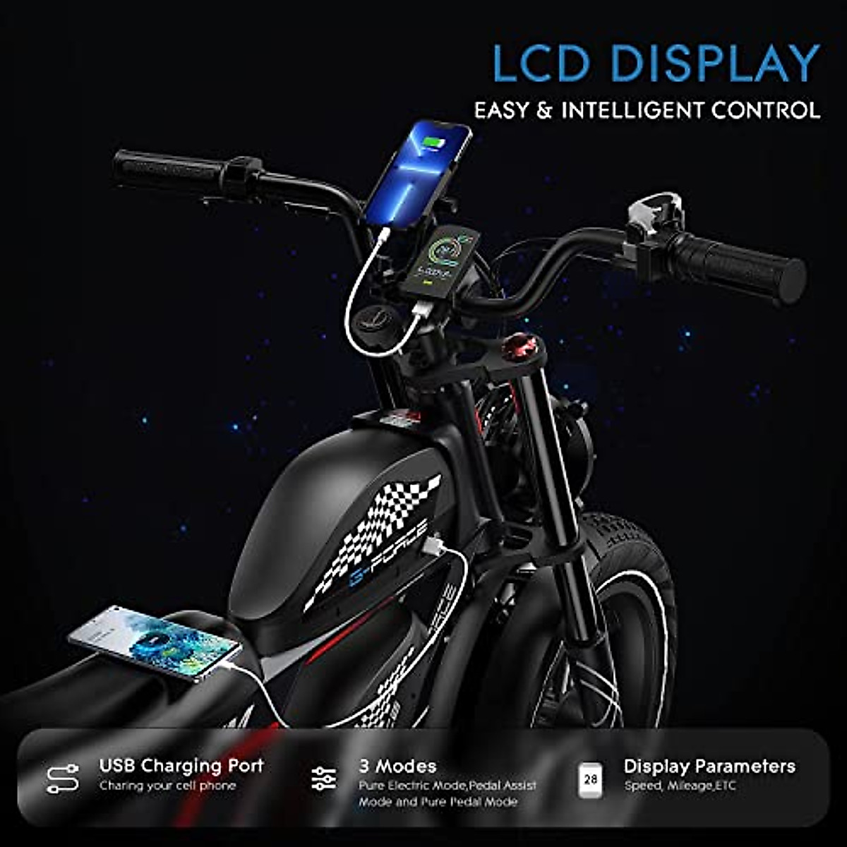 G-Force ZM Electric Bike with 750W Motor,20" x 4" Fat Tires Electric Bicycle for Adults with 48V 33.5Ah/20Ah Removable Battery,Extra-Long Range, 28 MPH,Shimano 7 Speed System,Dual Hydraulic Brakes