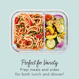 Bentgo Glass Leak-Proof Meal Prep Set - 4-Piece Lunch & Dinner 2-Compartment Glass Food Containers with Glass Lids - Reusable, BPA-Free, Microwave, Freezer, Oven & Dishwasher Safe (Seafoam/Seaglass)