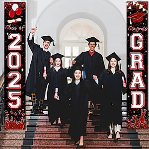 Class of 2023 Banner Maroon Graduation Party Decorations Congrats Grad Banner Hanging Door Porch Signs for 2023 University and Senior High School Graduation Decorations