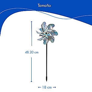 BIRD BLINDER Premium Repellent PinWheels – Sparkly Holographic Pin Wheel Spinners Scare Off Birds and Pests (Set of 8) - Easy Assembling Bird Repellent Devices Outdoor - Humanely Keep Birds Away
