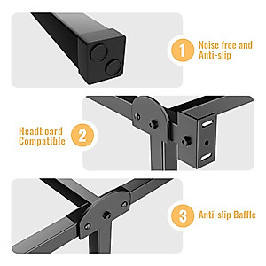Superay Metal Bed Frame, 9-Leg Bed Base, 8 inches Support for Box Spring and Mattress Set, Queen, Easy Assembly, Black