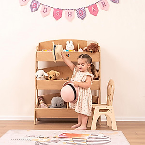Woodandhearts Full Storage 3 Tier Montessori Shelf, Handmade Furniture Toy Storage, Playroom Decor Nursery Shelves, Kids Room
