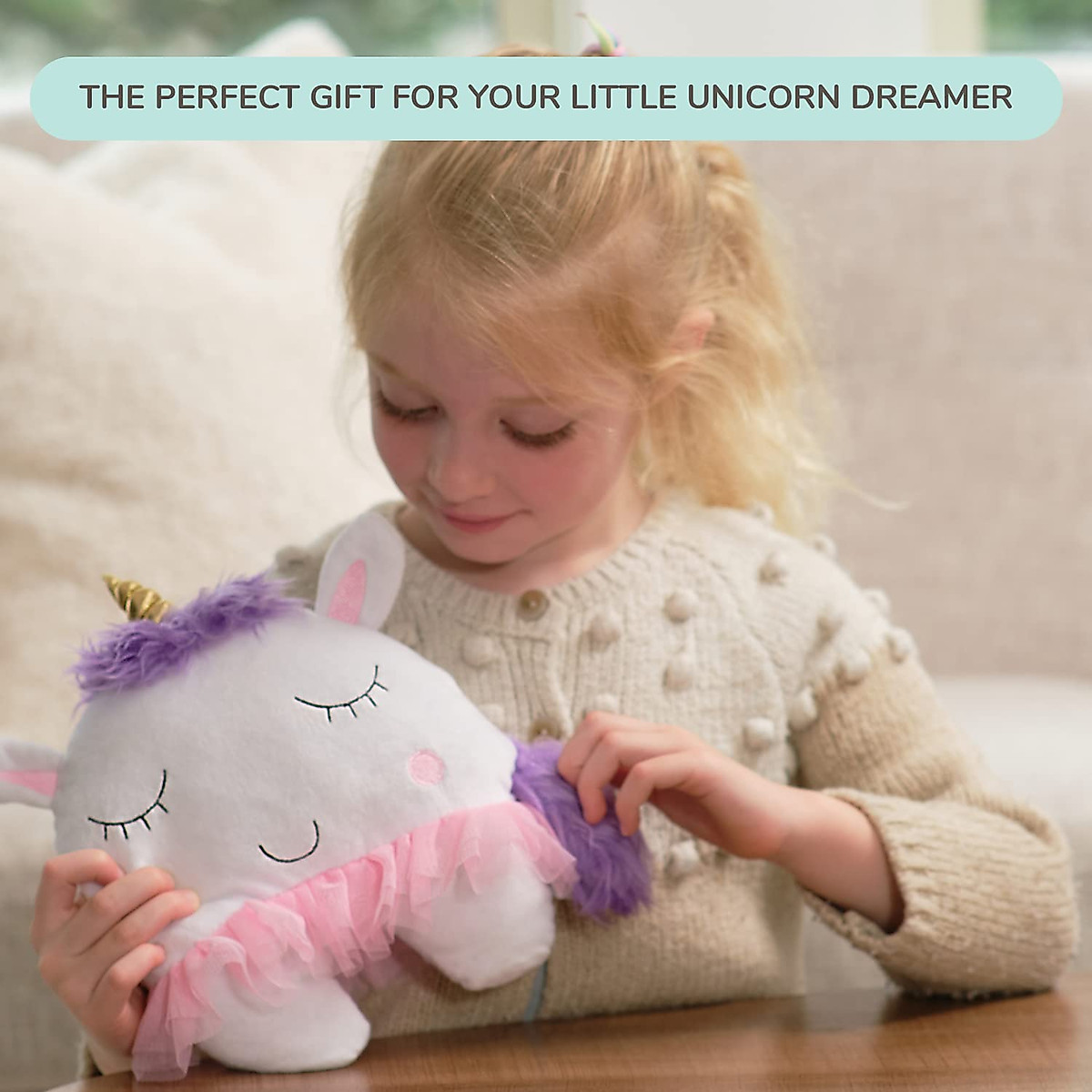 Tickle & Main 3-Piece Unicorn Tooth Fairy Pillow for Girls Ages 5-10 with Pocket, Notepad & Photo Pouch - Tooth Fairy Kit - Toothfairy Pillow for Girls