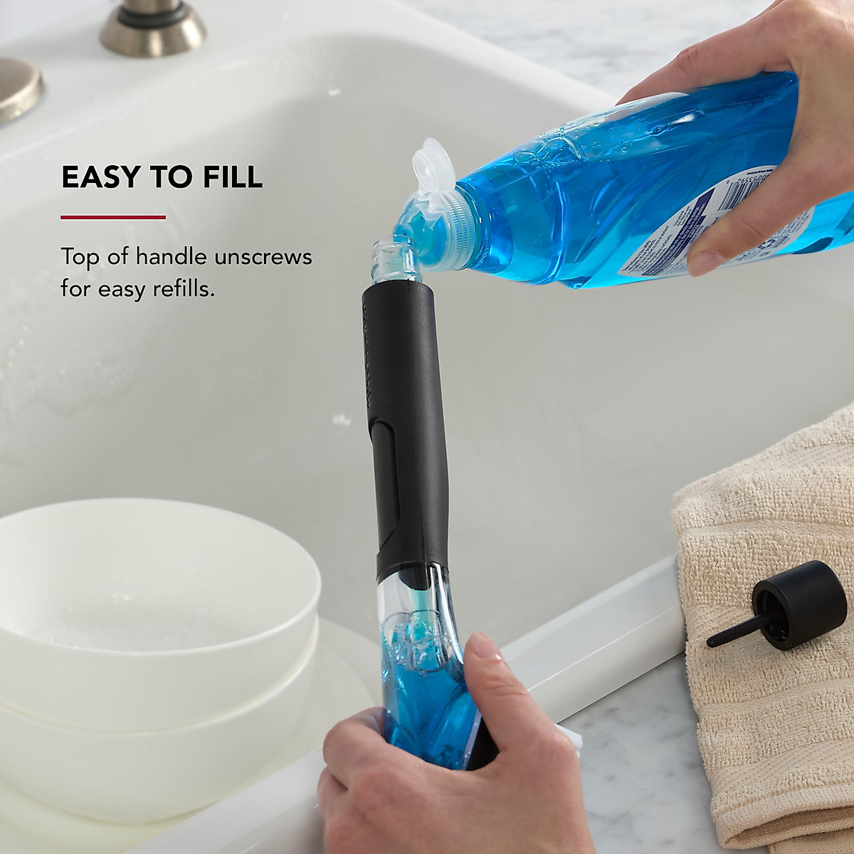 KitchenAid Soap Dispensing Sink Brush, Black