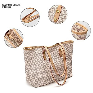 Women's Shoulder Bags Satchel Handbags Fashion Checkered Wallet Tote Bag Shoulder Bag Top Handle Satchel Purse Set 3pcs