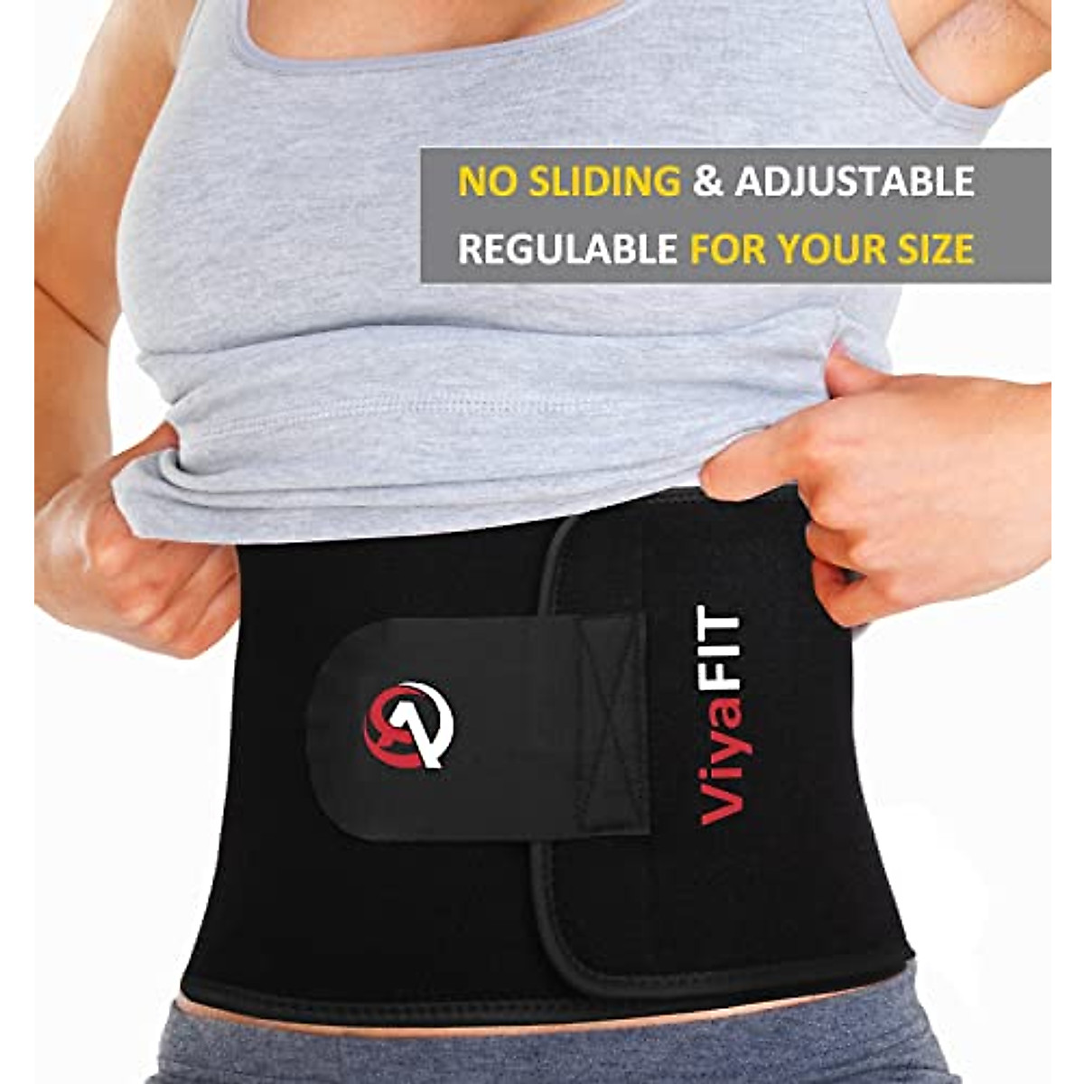 Viyafit Waist Trimmer Belt, Premium Waist Trainer for Women & Men Weight Loss Red