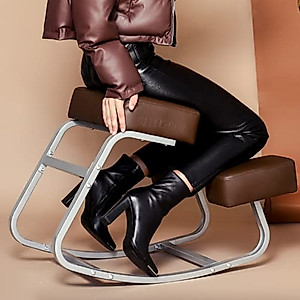 Sleekform Ergonomic Kneeling Chair - Rocking Desk Stool for Comfortable Home Office Posture Support - Metal, Heavy Duty, Easy to Clean Cushions