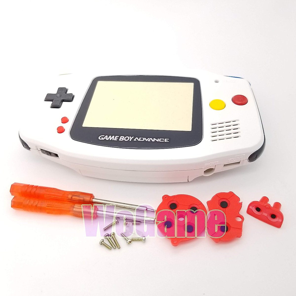 Full Housing Case Cover Housing Shell Replacement for Game boy Advance GBA Shell Case with Buttons Kit (White with Colorful Buttons)