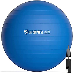 URBNFit Exercise Ball - Yoga Ball for Workout, Pilates, Pregnancy, Stability - Swiss Balance Ball w/Pump - Fitness Ball Chair for Office, Home Gym, Labor- Blue, 26 in