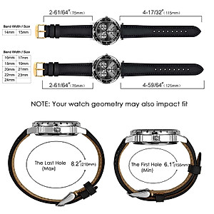 BISONSTRAP Vintage Watch Straps with Gold Buckle, Leather Replacement Band 18mm (Black)