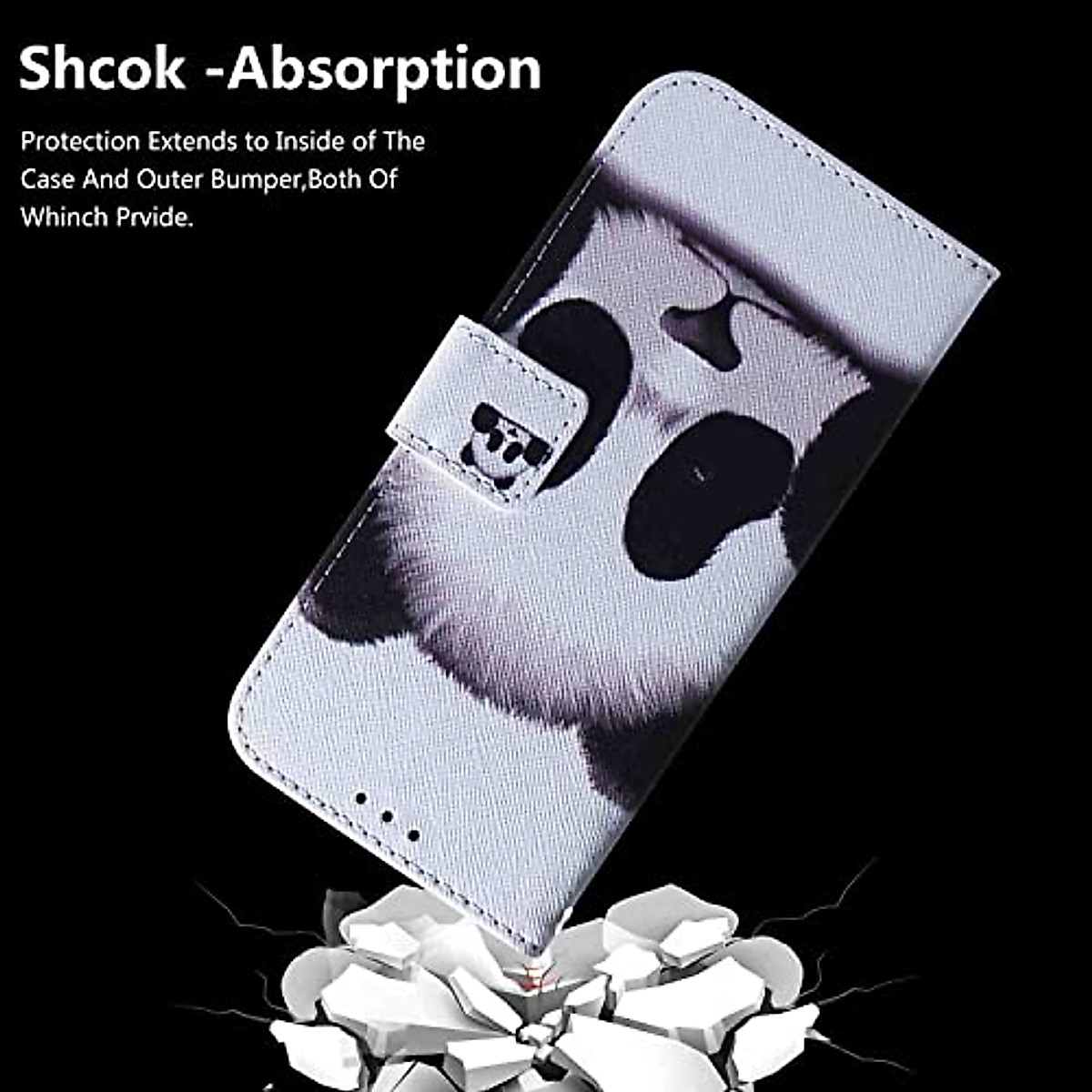 NATUMAX Phone Cover Wallet Folio Case for Oppo REALME 7 PRO, Premium PU Leather Slim Fit Cover for REALME 7 PRO, 2 Card Slots, Horizontal Viewing Stand, Fashion case, Panda