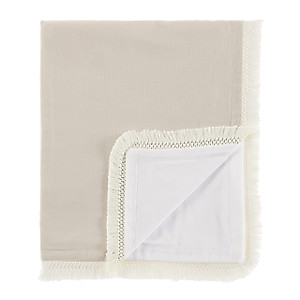 Sweet Jojo Designs Boho Bohemian Boy Girl Blanket Receiving Security Swaddle for Newborn Toddler Nursery Car Seat Stroller Soft Minky - Solid Taupe Beige Ivory Cream Linen Farmhouse Shabby Chic Tassel