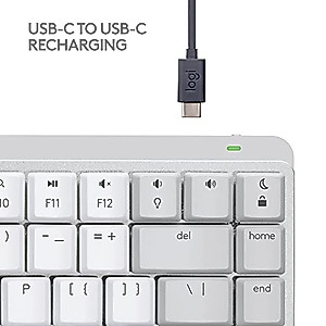 Logitech MX Mechanical Mini for Mac Wireless Illuminated Keyboard, Low-Profile Performance Switches, Tactile Quiet Keys, Backlit, Bluetooth, USB-C, Apple, iPad - Pale Grey