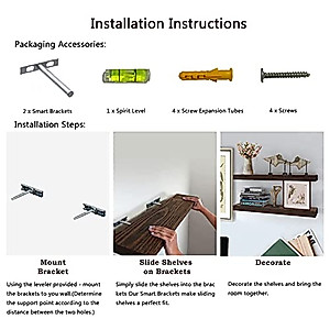 YIHATA Floating Shelf, Large 24 inch Wall Mounted Wooden Shelves Set of 2, Hanging Floating Shelf Bracket for Bedroom, Bathroom, Living Room, and Kitchen Storage Decoration