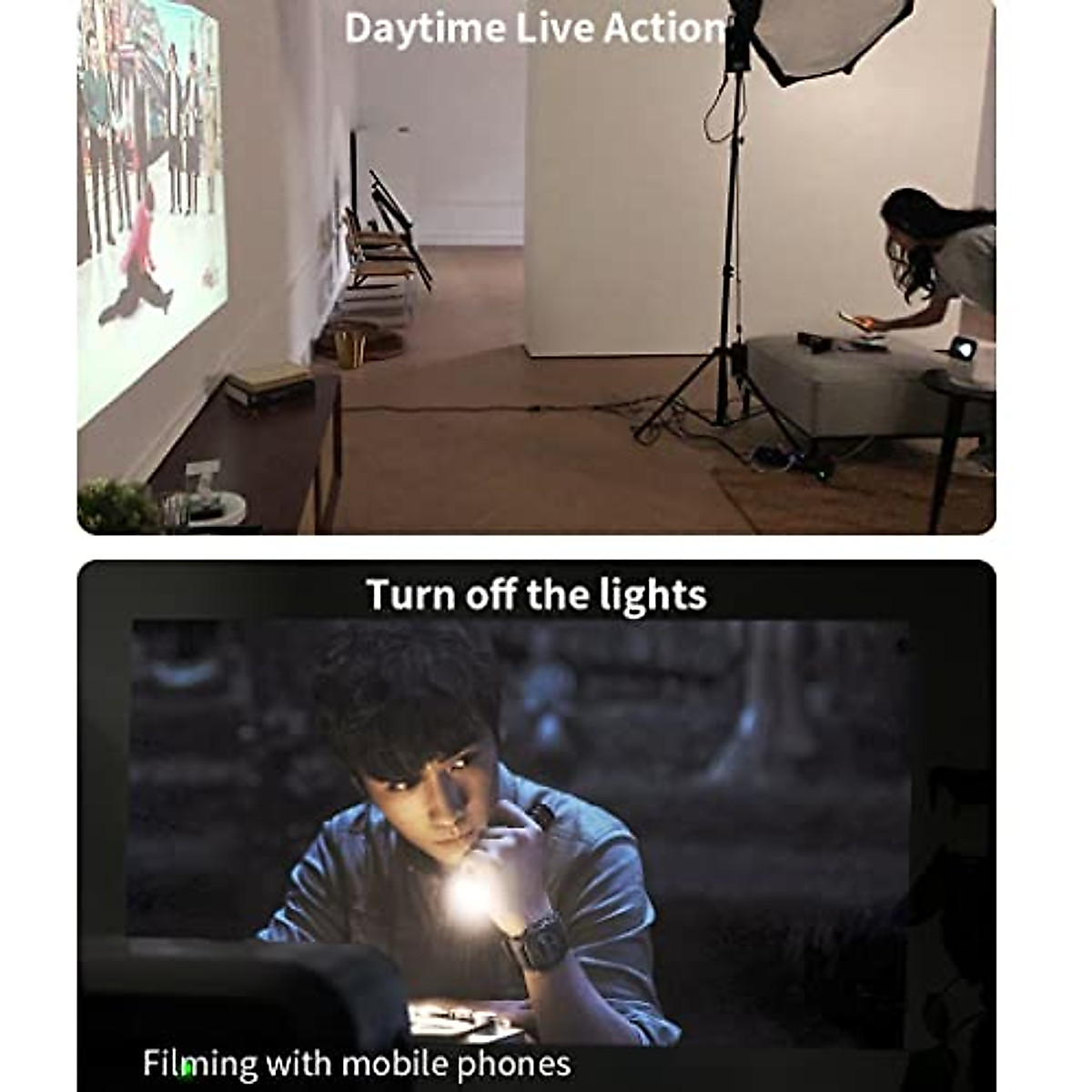 n/a T2 Max Projector 1080p Mini Led Portable WiFi Full Projector 4k 1920 * 1080p Keystone Correction for Home (Color : D)