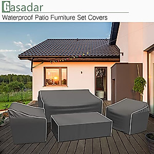 Patio Furniture Covers, Outdoor Furniture Cover Waterproof 4-Piece, Patio Furniture Set Covers, Heavy Duty Patio Covers, Ourdoor Sofa Cover, 2 Chair Covers, Coffee Table Cover Included -XL