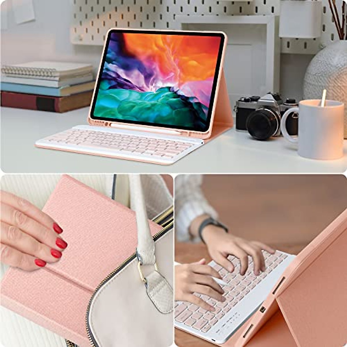 Keyboard Case for New iPad Pro 12.9 inch 2022-6th Generation / 2021-5th / 2020-4th / 2018-3rd Gen, Smart Magic Keyboard - Wireless Detachable - with Pencil Holder -iPad Pro 12.9 Case with Keyboard