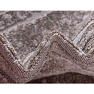 Unique Loom Outdoor Collection Transitional Indoor & Outdoor Casual Carved Tonal Border Area Rug, 6' 0" x 9' 0", Brown/Beige