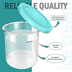 Ruizhihu Creami Pint Containers for Ninja Creami Pints And Lids - 4 Pack Compatible With Nc301 Nc300 Nc299amz Series Ice Cream Maker Airtight And Dishwasher Safe Pint Containers
