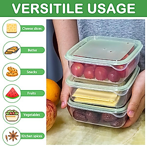 GIWOSK 8 Pack Sliced Cheese Container for Fridge, Clear Ham Cheese Container for Refrigerator Cheese Slice Holder with Lids Plastic Airtight Cheese Storage Container Box for Fridge Food