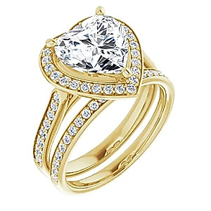 3 CT Heart Cut VVS1 Colorless Moissanite Engagement Ring Set for Women Bridal Ring Set Handmade Halo Moissanite Wedding Gifts Anniversary Promise for Love 925 Sterling Silver