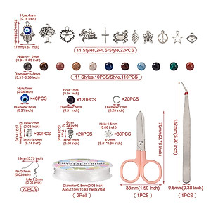 Beadthoven 412pcs Crystal Beads for Jewelry Making Kit, 8mm Round Natural Stone Beads, Evil Eye Beads for Bracelet Making for Adults, Healing Gemstone Beads for DIY Jewelry Necklace Earrings Accessory