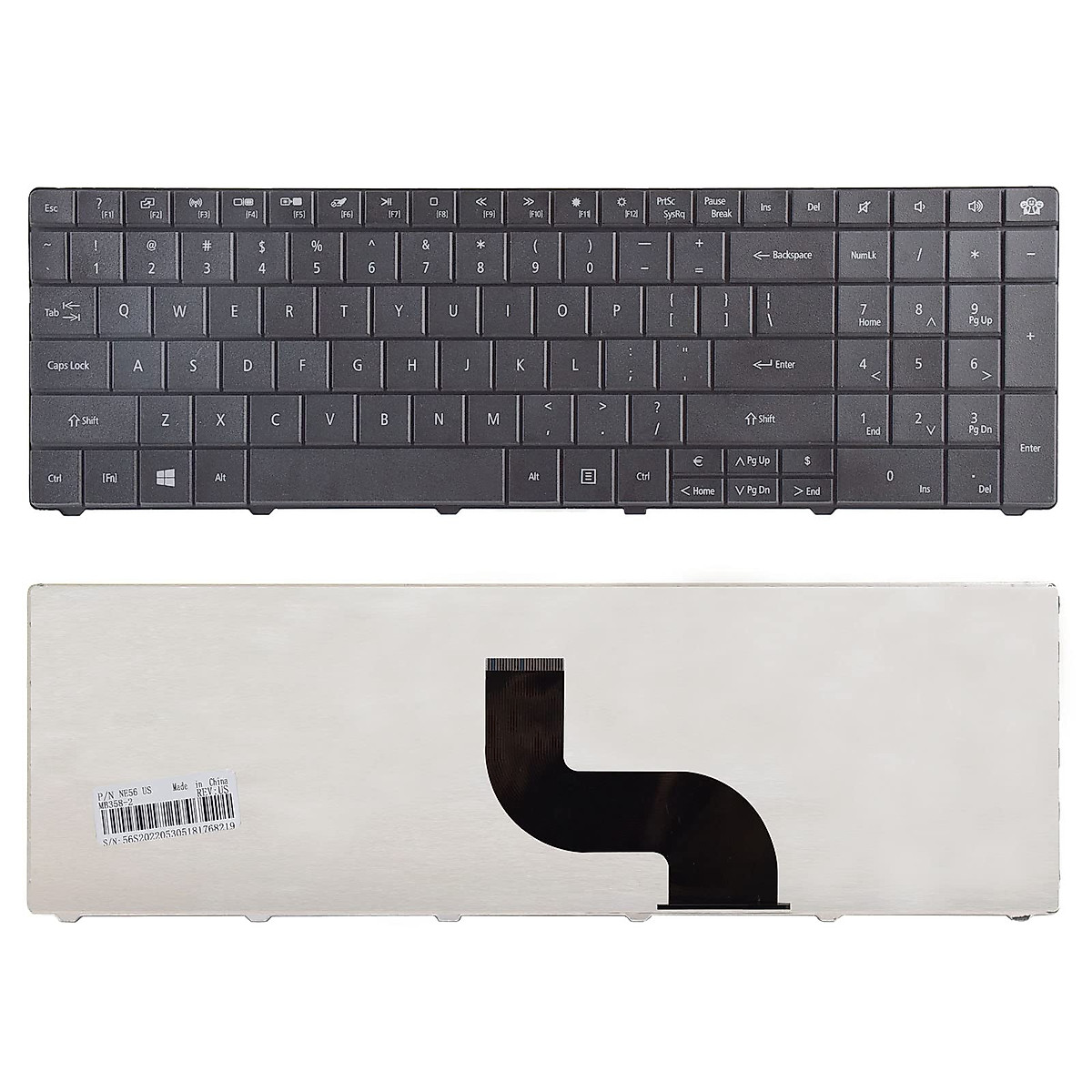 SUNMALL Keyboard Replacement Compatible with Gateway NE51B NE522 NE722 NV570P NE56 NE56R NE71B NE56R48u NE56R41u NE56R42u NE56R43u NE56R45u NE56R31U NE56R34U Series Laptop Black US Layout