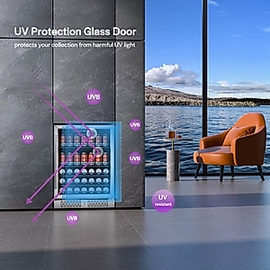 Empava Beverage Refrigerator Mini Glass Door Drink Fridge Cool Your Soda Beer to 37F for Kitchen, Office or Bar, Silver