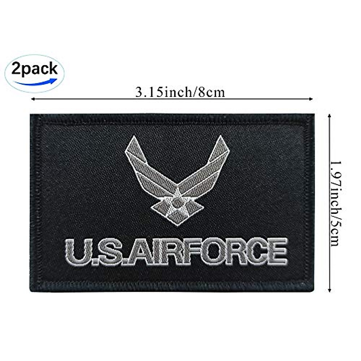 JBCD 2 Pack Black US Air Force Wings Flag Patch Force Army Flags Tactical Patch Pride Flag Patch for Clothes Hat Patch Team Military Patch