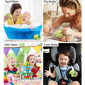 DolliBu Sea Turtle Bath Buddy Squirter – Floating Green Turtle Rubber Bath Toy, Fun Water Squirting Bathtime Play for Toddlers, Cute Sea Life Animal Toy