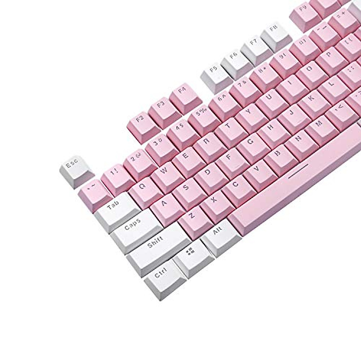 OEM Profile 104 Doubleshot PBT ANSI Layout Keycaps for Mechanical Keyboard,Key caps,Durable Translucent Backlit Key Compatible Gaming Keyboard keycaps for 61/87/104 Keyboards(Pink White Combo)