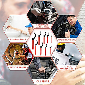 Honoson 9 Pieces Spanner Wrench Set Adjustable Shock Coilover Wrench Spanners Hook Wrenches Tools Coilover Wrench Steel Spanner for Suspension System and Shock Adjustments