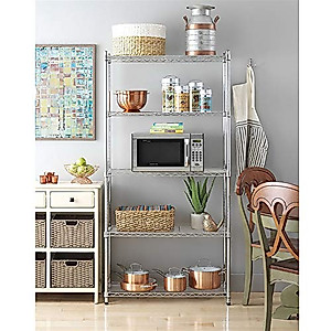Baisha 5 Tier Storage Shelves Metal Wire Shelving Unit, Heavy Duty Commercial Grade Shelf, Height Adjustable Organizer Rack for Garage Kitchen Office, 36" L x 14" W x 72" H (Chrome)