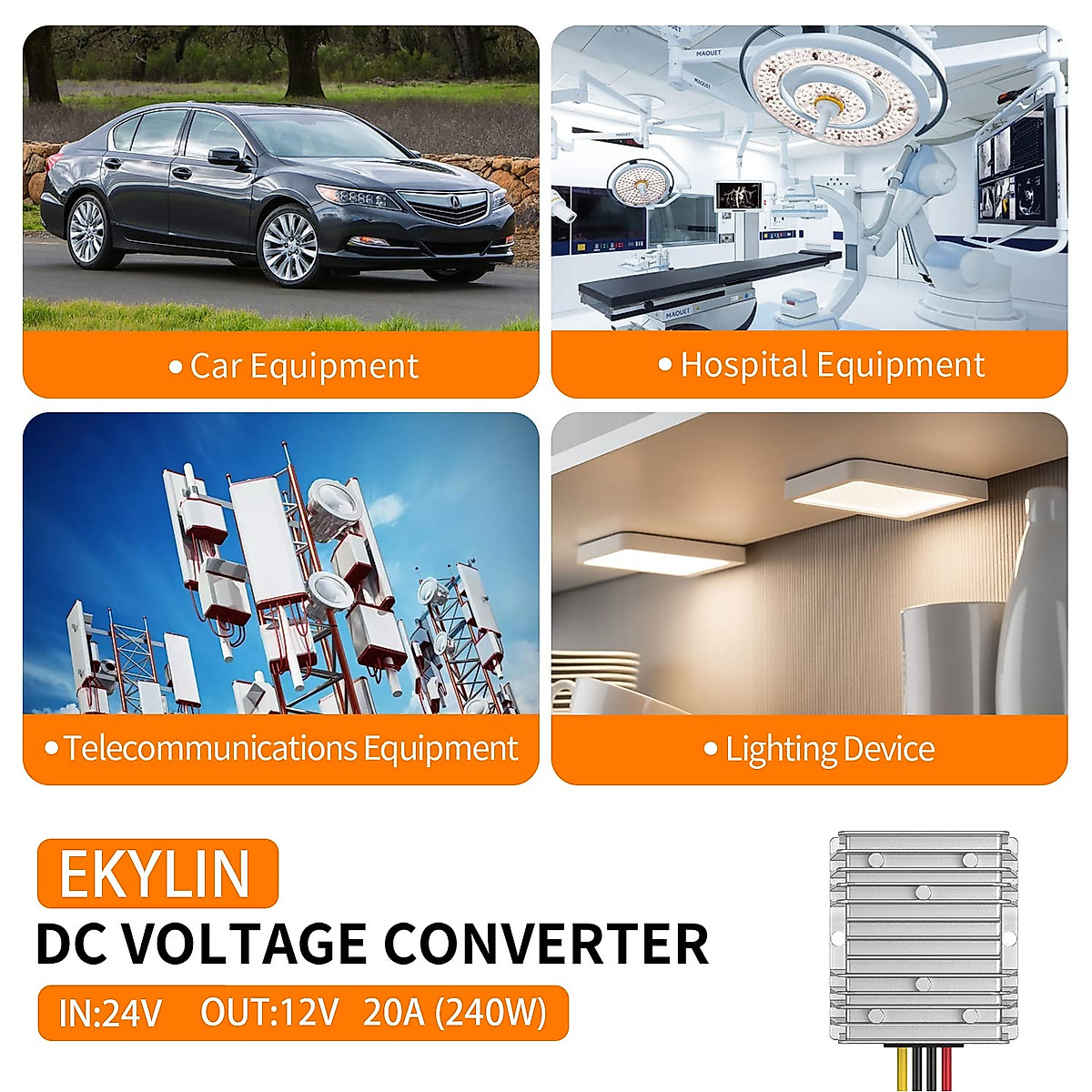 24v to 12v Converter, 20A 240W Supply Step Down Converter for Heavy Duty Truck Car Power Reducer Regulator for Auto Car Truck Vehicle Boat Solar System etc.(DC15-40V Inputs)