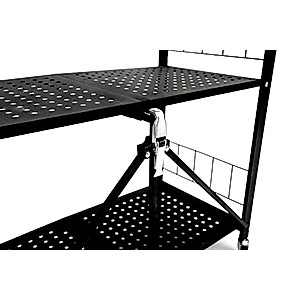 SPAXCEL 3-Tier Foldable Storage Shelves,No Assembly/No Tools Required,3 Tier Shelf,Metal Shelf Organizer,Black