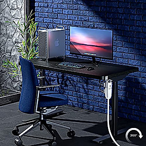 Maximm Cable 10 Ft 360° Rotating Flat Plug Extension Cord/Wire, 16 AWG Multi 3 Outlet Extension Wire, 3 Prong Grounded Wire - White - UL Certified