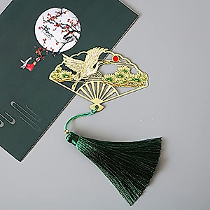 Rose-Samira Metal Creative Bookmark,Chinese Style Unique Vintage Series,Gift for Reader,Student (Fan Large-C)