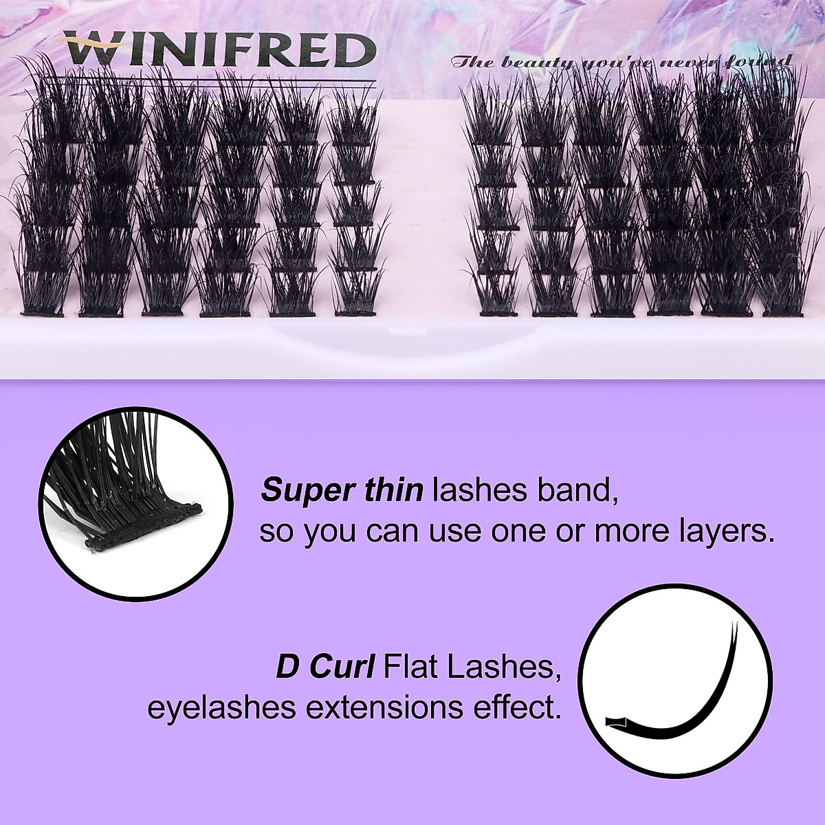Individual Lashes Cluster Flat Lashes Mink Eyelashes Extension D Curly False Eyelashes Natural Look Wispy Fake Lashes DIY at Home 10mm-18mm Cluster Lashes by Winifred