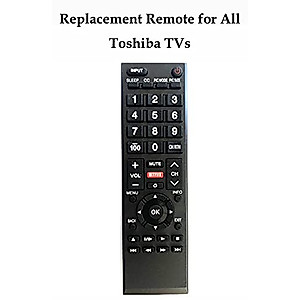 Universal Remote Control for All Toshiba TVs, LCD, LED, Smart, and 4K TVs. No Setup Needed.