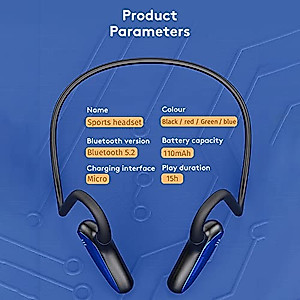 MUDUH Bone Conduction Headsets Bluetooth 5.0 Wireless Earphone, Noise Cancelling, Built in Microphone, IPX5 Waterproof, Ergonomic Sports Headphones for Running Cycling Yoga Hiking