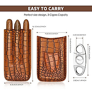 wanbro Cigar Case, 3pcs Holder, Cigars Travel Case, Leather Made Cigar Humidor with Stainless Cutter, Fashion Father's Day gift for men dad