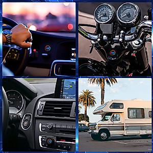 2 Pcs DC 12V Waterproof LED Digital Display Voltage Gauges Round Panel Car Voltmeters with Terminals Waterproof Voltmeter Battery Tester with Blue Light for Boat Marine Car Motorcycle