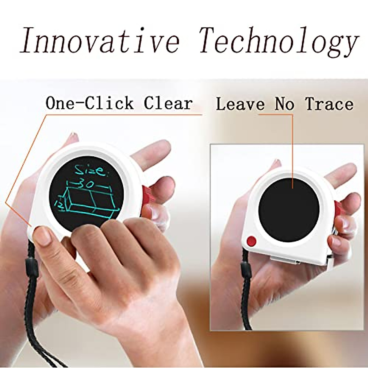 KIVNIEHI Smart Tape Measure 16ft/5m with LCD Writing Tablet 2 in 1 Retractable Measuring Tape Fashion Tape Measure for Construction Carpenter DIY, Units inches & cm