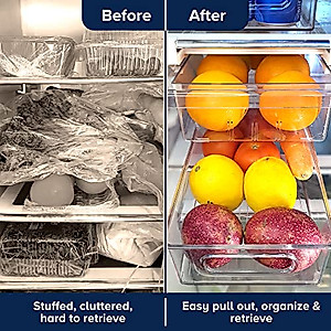 LuvIdeal Fridge Organizer Drawer Combo Set - Refrigerator Drawers, Stackable Fridge Organizer, Pull Out Fridge Drawer, Fridge Shelf Holder Storage Bins, Deli Drawer Cheese, Meat, Butter, Egg, Yogurt