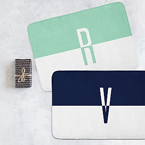 Custom Initial Letter Bath Mat, Memory Foam Cushion Bathroom Rug, Fuchsia, Pink, Green, Red, Orange, Blue, Purple, Black, Tan, Peach, Personalized, Monogrammed