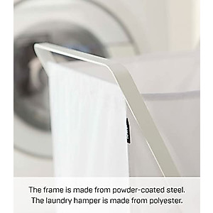 Yamazaki Home Laundry Basket - Foldable Storage Hamper Organizer Steel One Size White