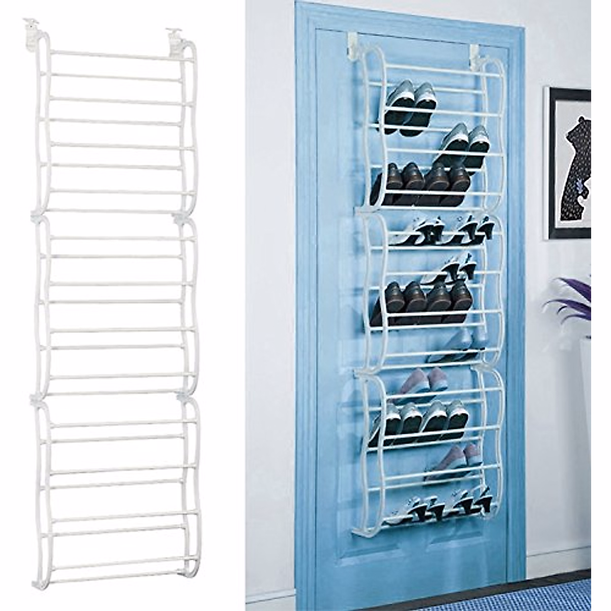 GPCT Over The Door Wall Hanging 36-Pair Shoe Rack. Fits Over Standard-Size Doors, 12 Shelves Design, Holds Sneakers, Heels, Sandals, Low Boots. Shelf Closet Wall Hanging Organizer Storage Shoe Stand